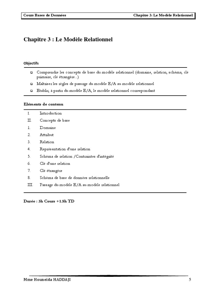 Chapitre 3 Le Modele Relationnel | PDF | Modèle relationnel | Bases de données