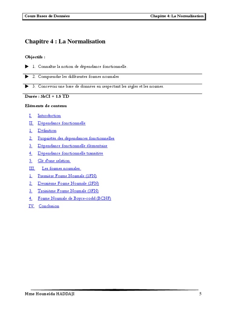 Chapitre 4 La Normalisation | PDF | Gestion des données | Gestion de l'information