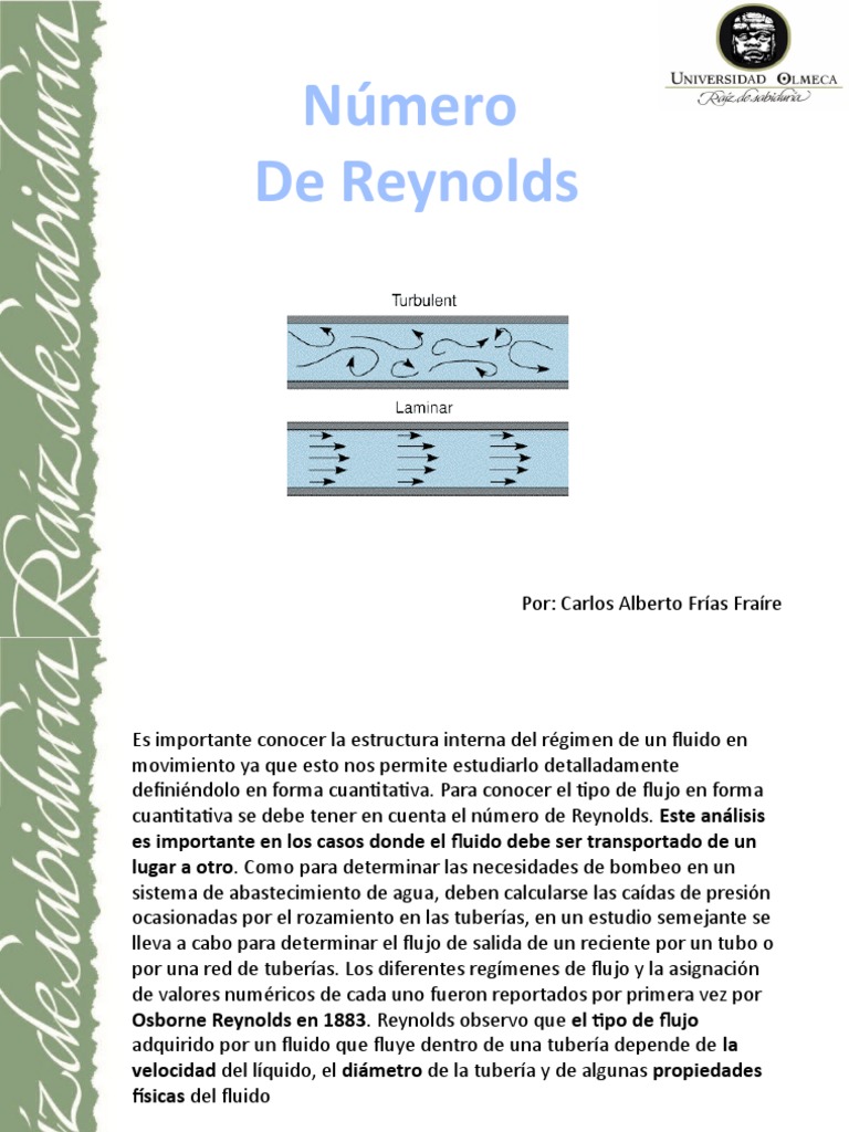 Numero de Reynolds | PDF | Numero Reynolds | Flujo laminar