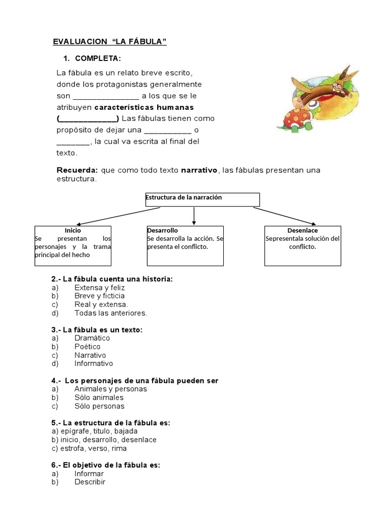 Evaluacion Fabula | PDF | Fábula | Narrativa