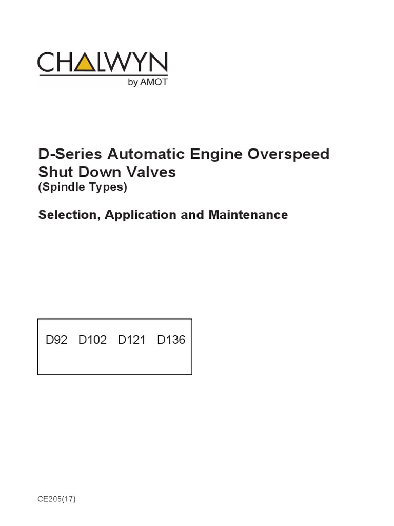 D-Series Automatic Engine Overspeed Shut Down Valves: Selection ...