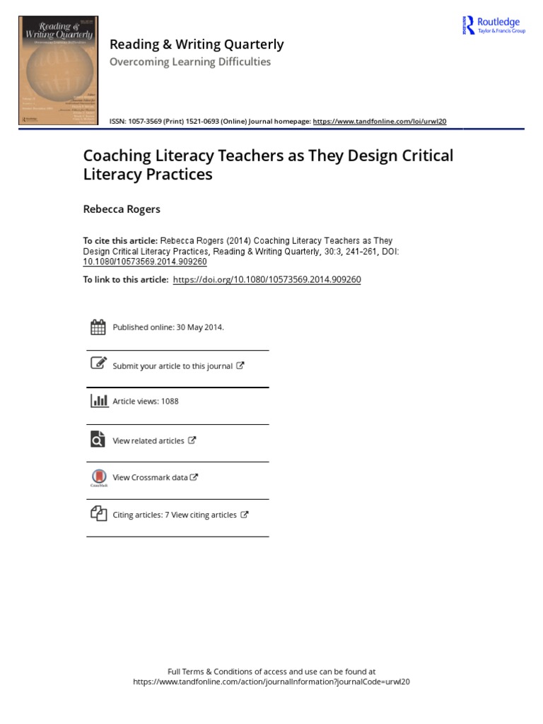 Coaching Literacy Teachers As They Design Critical Literacy Practices ...