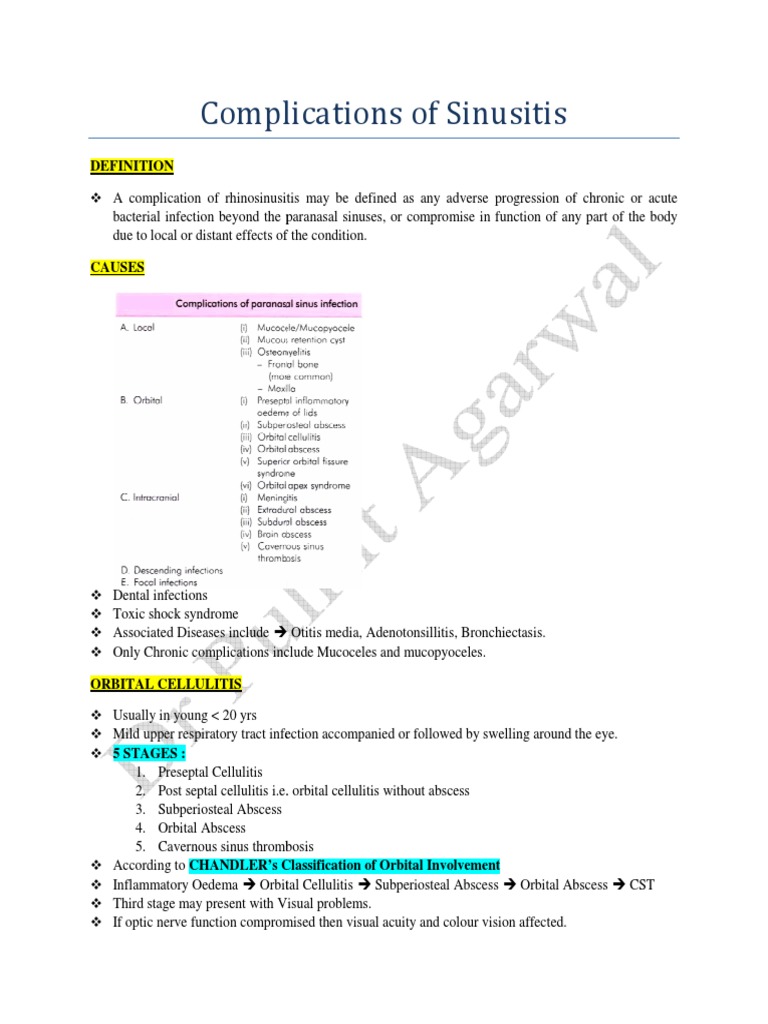 Complication Complications of Sinusitis | PDF | Human Head And Neck ...