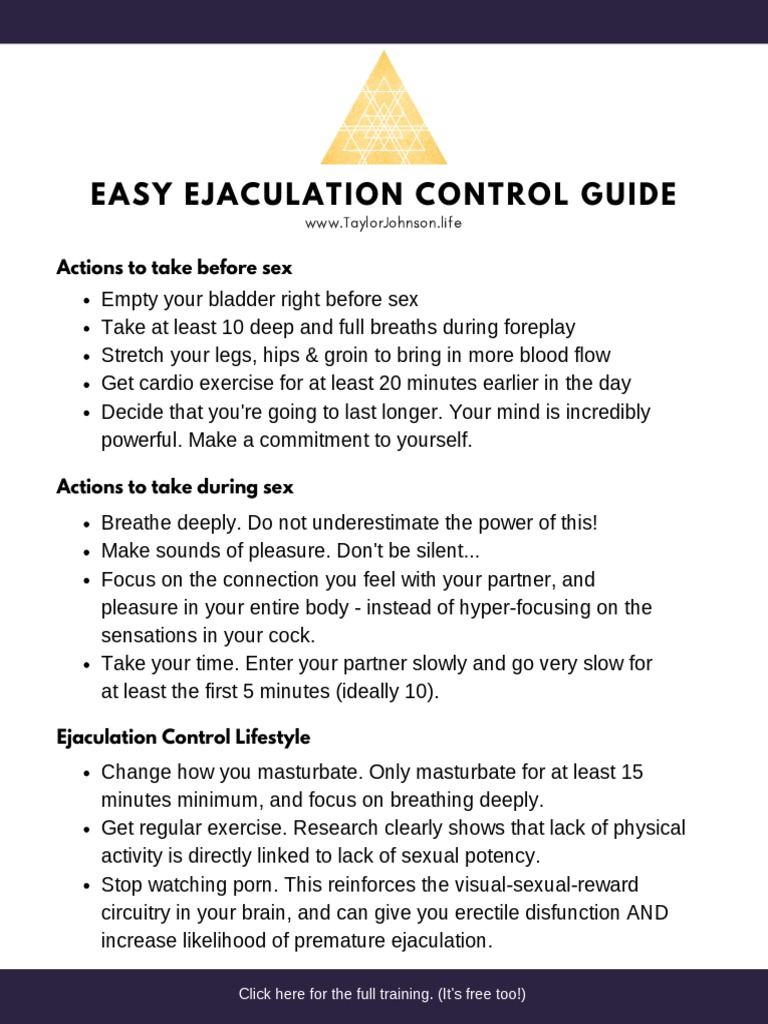 Easy Ejaculation Control Guide: Actions To Take Before Sex | PDF