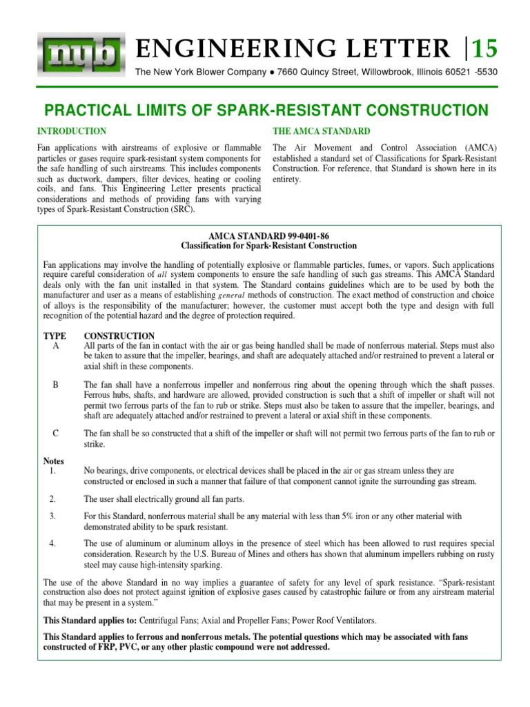 Engineering Letter: Practical Limits of Spark-Resistant Construction ...