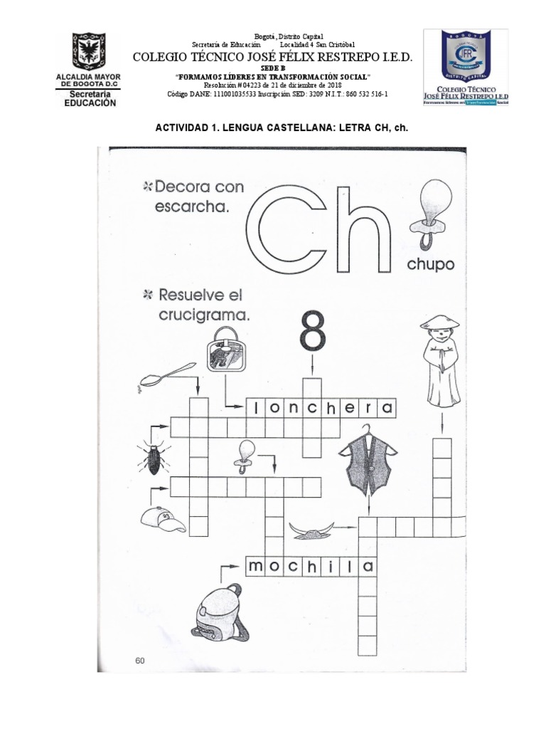 Actividad de Lengua Castellana: Letra CH | PDF | Historia
