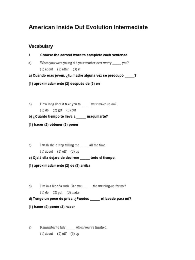 American Inside Out Evolution Intermediate 1 Doc Tra Pdf