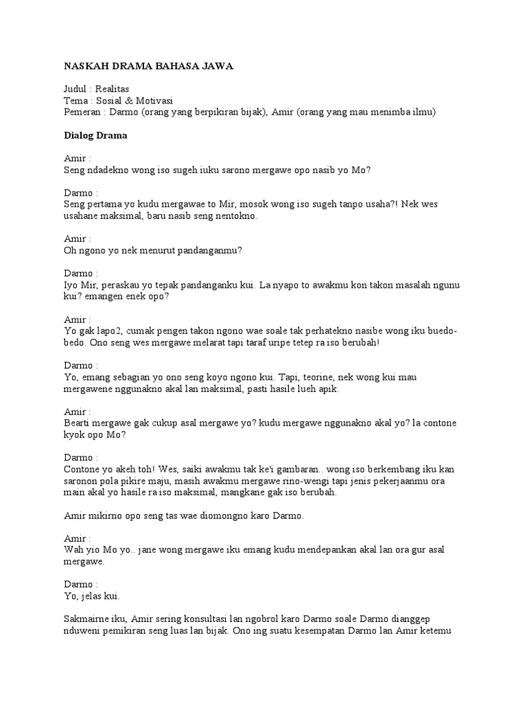 Naskah Drama Bahasa Jawa | PDF