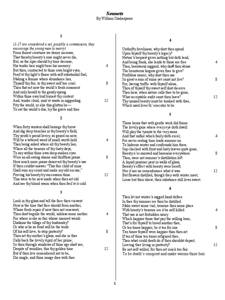 Shakespeare Sonnets - Complete | PDF | Thou | Love