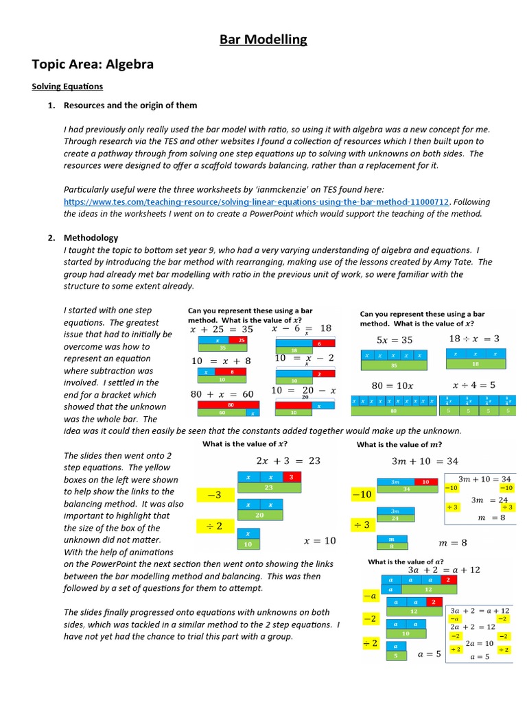 2 Bar Modelling Solving Equations | PDF | Equations | Algebra