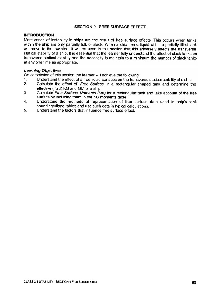 Free Surface Effect on Ship Stability | PDF | Density | Liquids