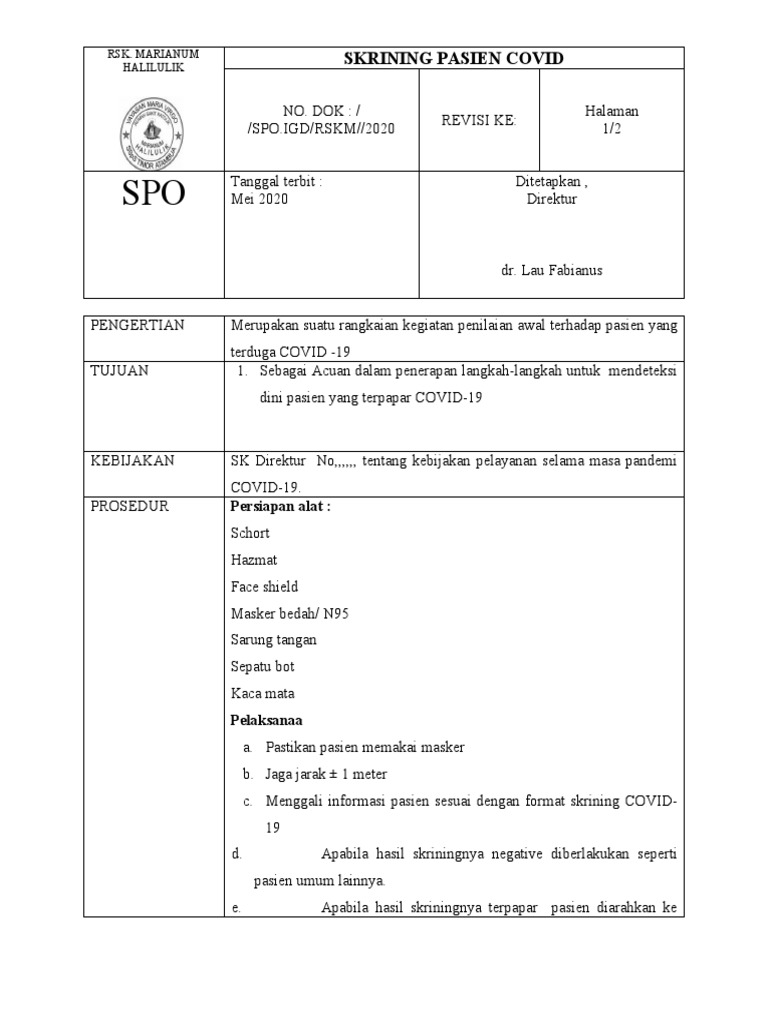 SPO Skrining Pasien | PDF