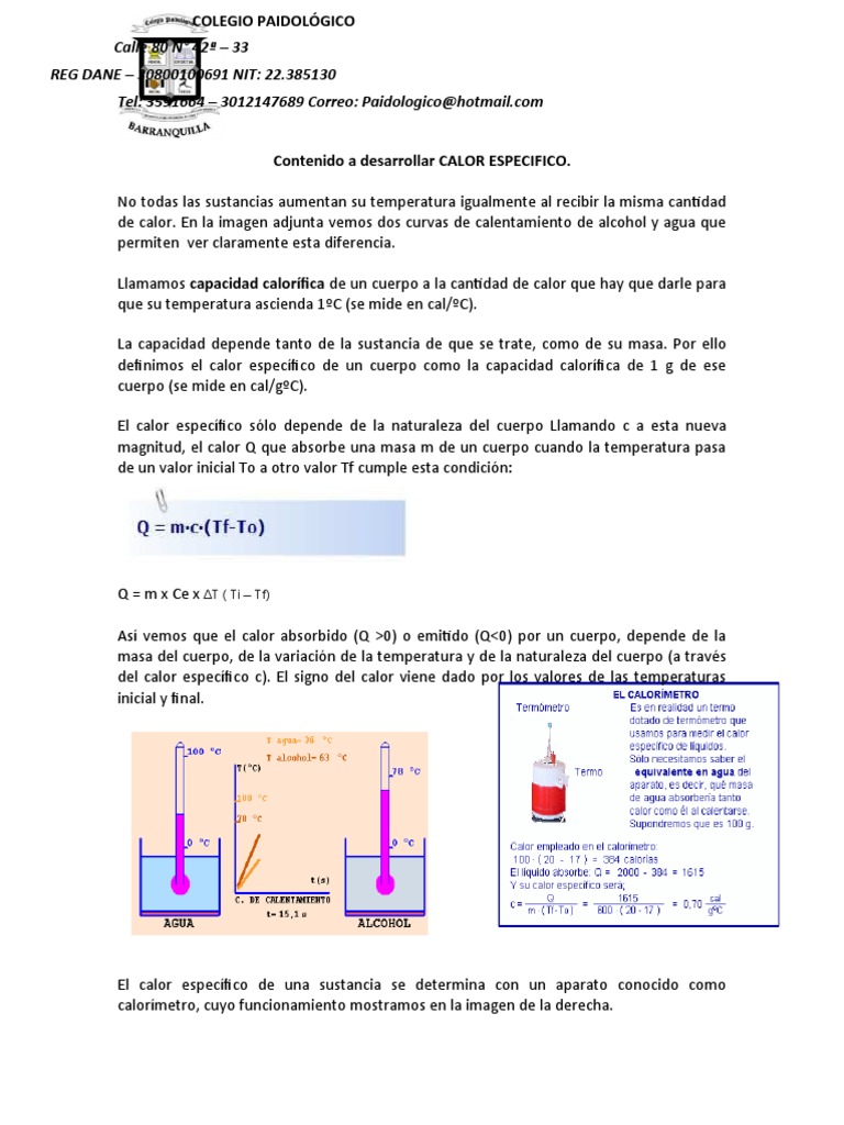 #10 Lectura Calor Especifico | PDF | Capacidad calorífica | Calor