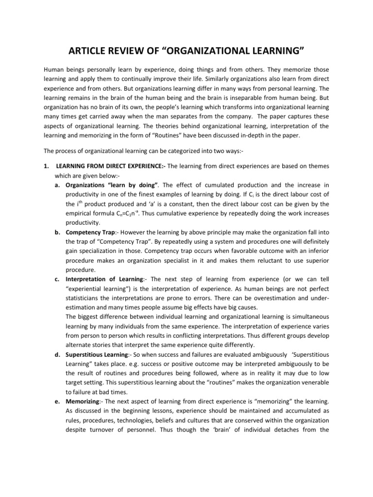Organisational Learning | PDF | Learning | Epistemology