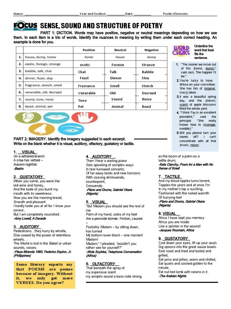 Poetry Worksheet | PDF