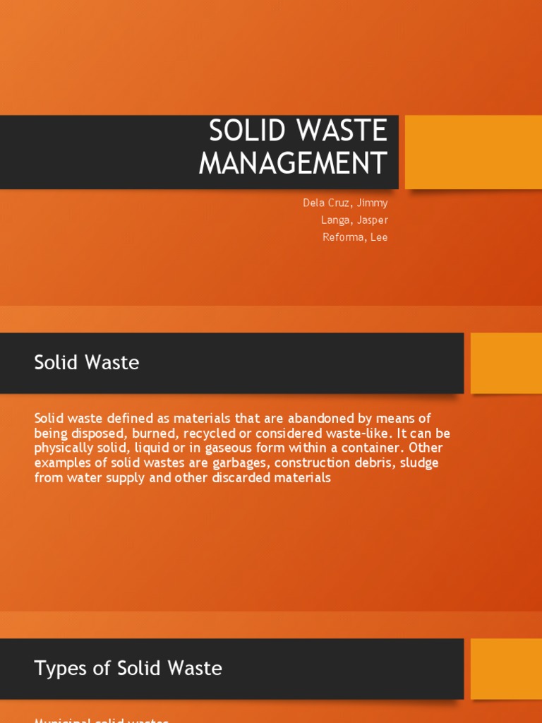 Solid Waste Management Overview | PDF | Municipal Solid Waste | Waste ...