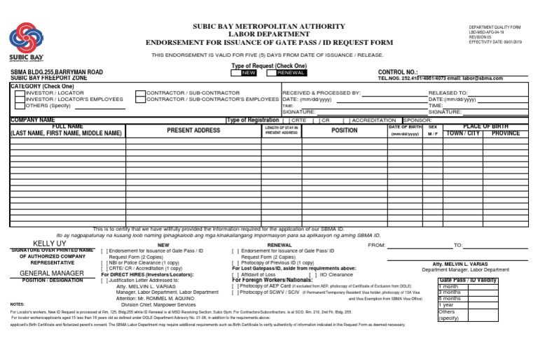 Endorsement For Issuance of Gate Pass PDF | PDF | Travel Visa | Document