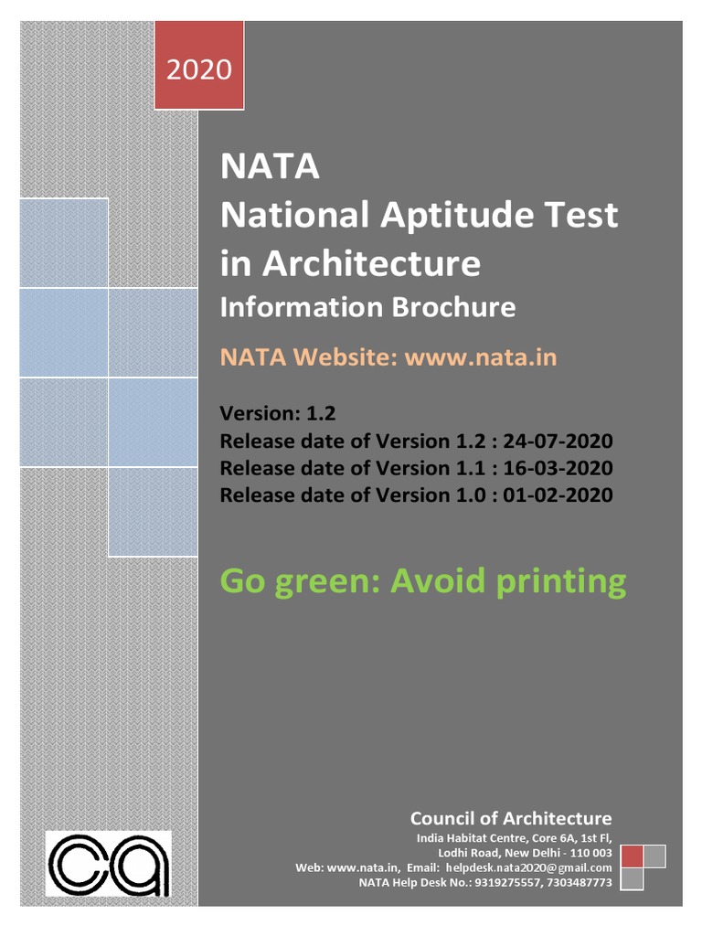 Nata National Aptitude Test in Architecture: Go Green: Avoid Printing ...