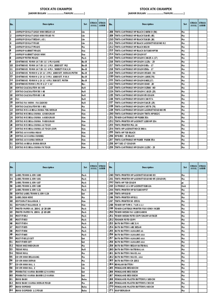 Form Stok Atk | PDF | Printer (Computing) | Office Equipment