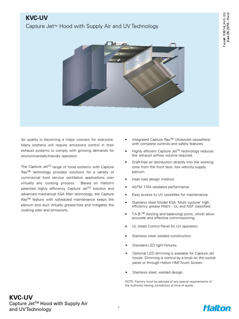 Halton CaptureRay KVC-UV SS014 | PDF | Lighting | Duct (Flow)