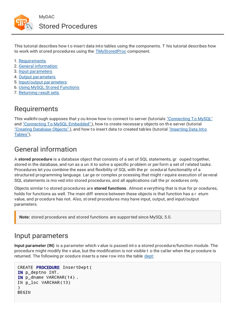 01 Stored Procedures | PDF | Subroutine | Parameter (Computer Programming) 01 Stored Procedures | PDF | Subroutine | Parameter (Computer Programming)