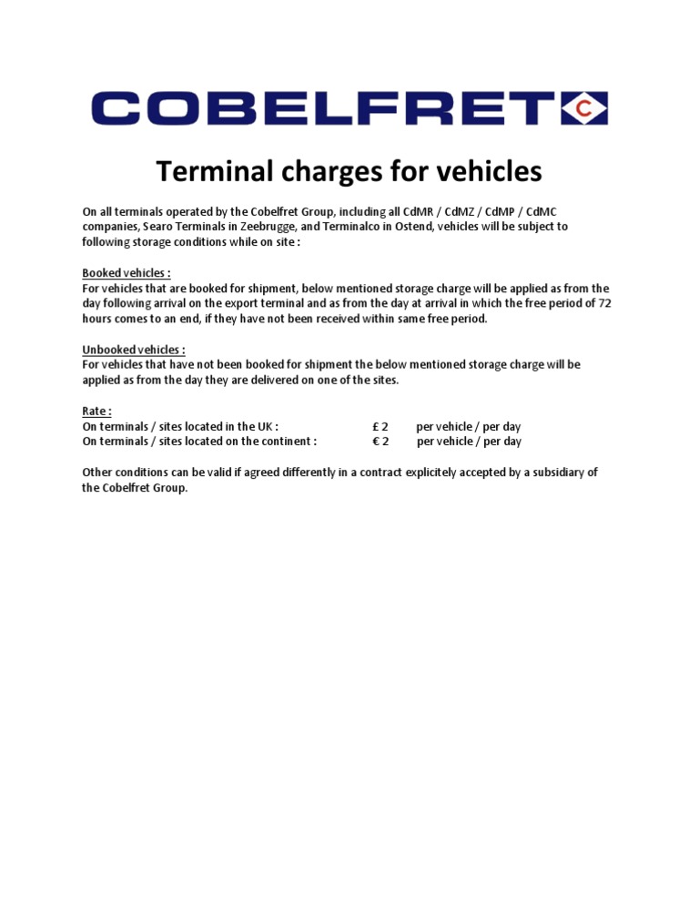Terminal Charge For Vehicles | PDF | Business | Finance & Money Management