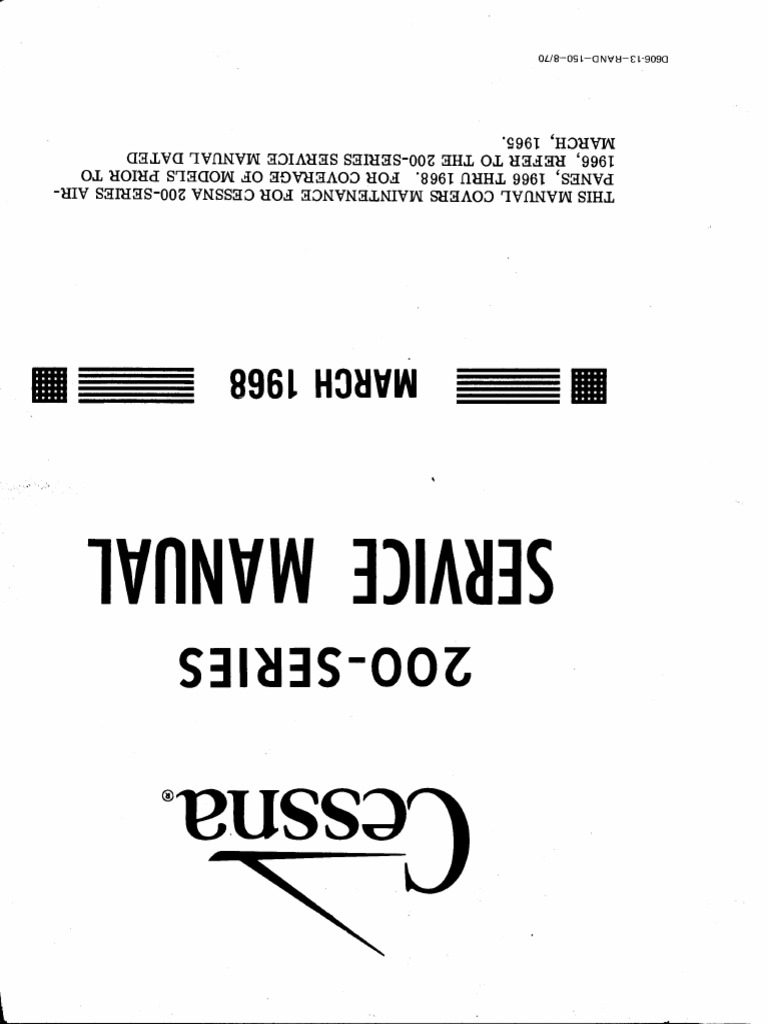CESSNA 200 SERIES SERVICE MANUAL (66-68) Part1 | PDF