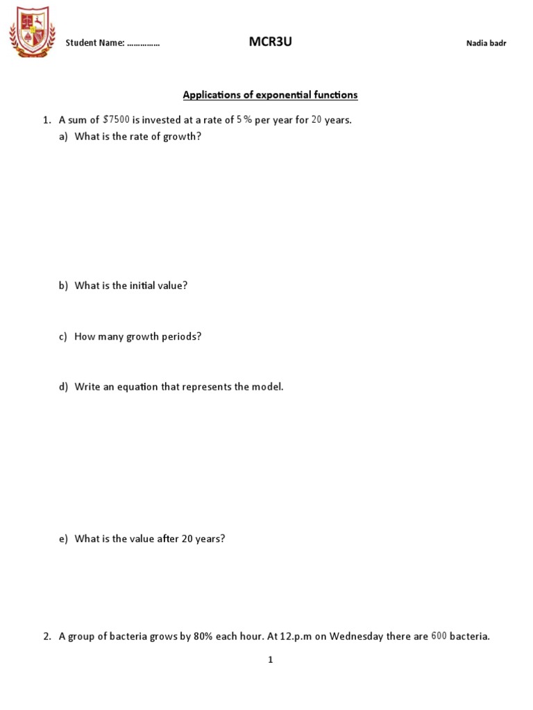 Exponential Functions Applications Guide | PDF
