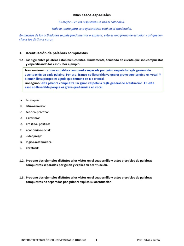 Casos Especiales de Acentuación | PDF | Adverbio | Sintaxis