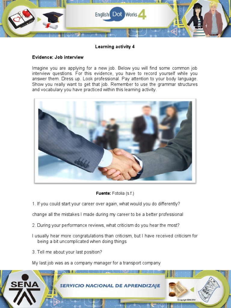 Job Interview Practice Guide | PDF | Criticism | Learning