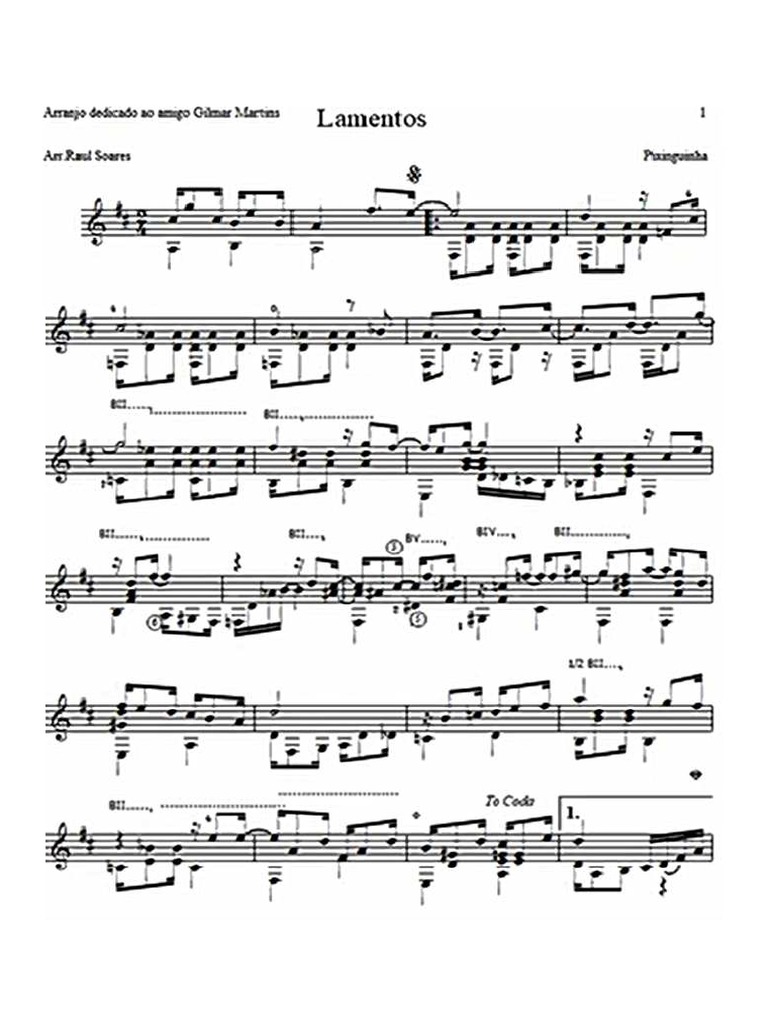 Lamentos Arreglo Raul Soares | PDF