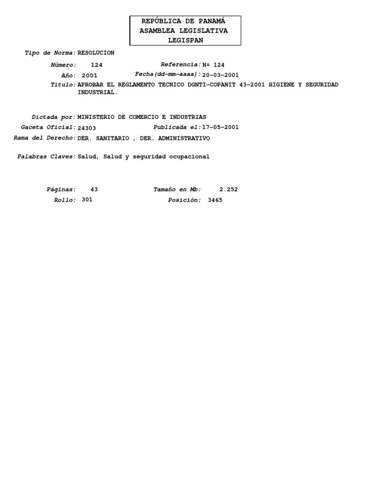 Reglamento DGNTI-COPANIT 43-2001 | PDF | Toxicidad | Contaminación