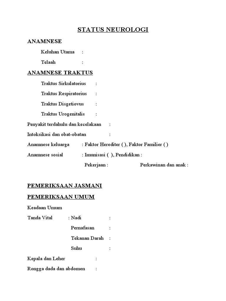 Status Neurologi | PDF