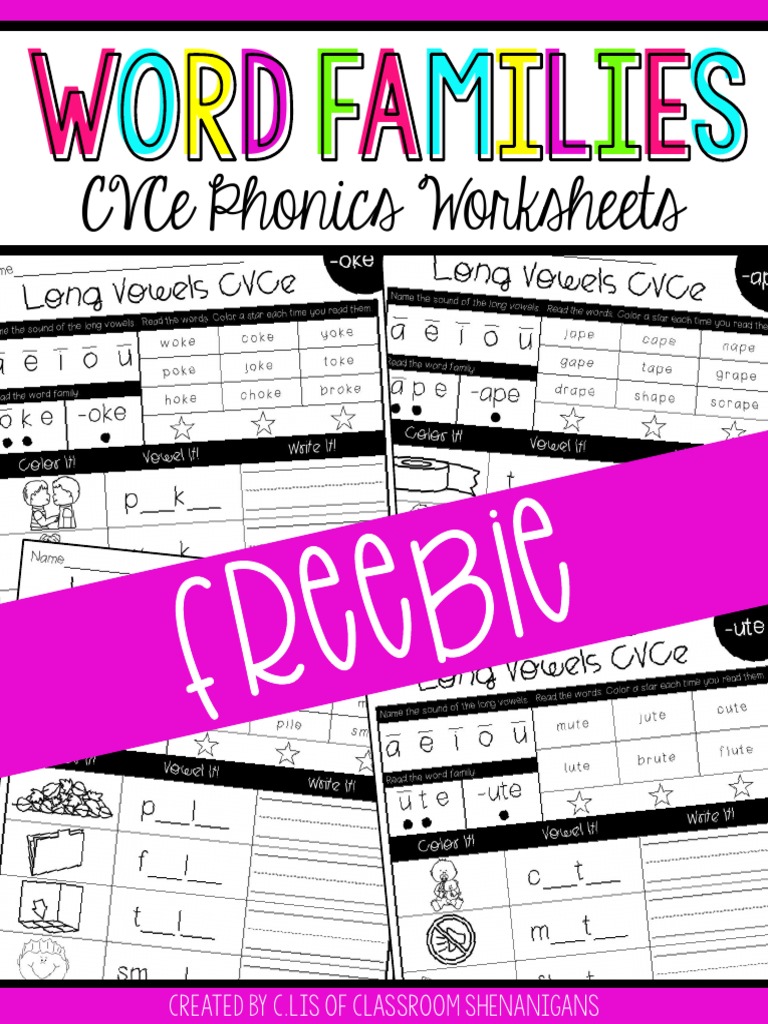 Cvce Phonics Worksheets: Created by C.Lis of Classroom Shenanigans | PDF
