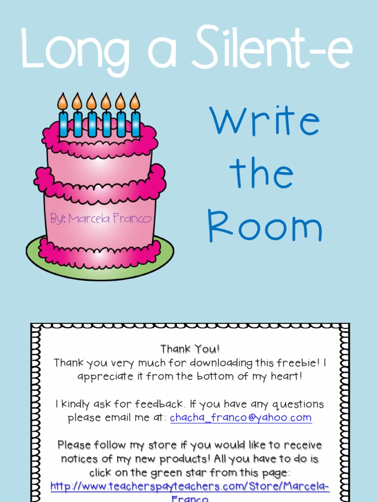 Long A Silent-E: Write The Room | PDF