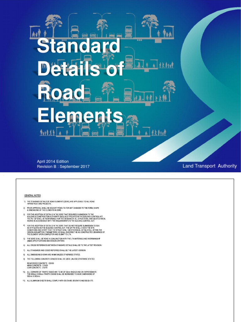 LTA Standard Details of Road Elements | PDF | Road | Sidewalk