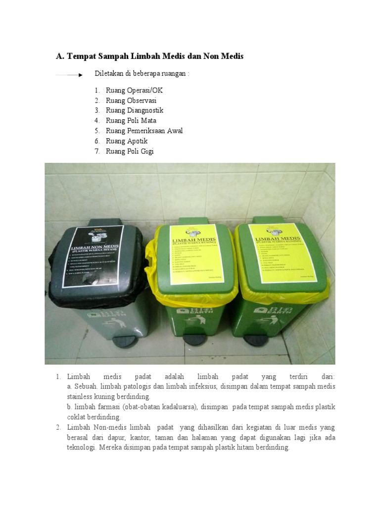 Tempat Sampah Limbah Medis Dan Non Medis | PDF