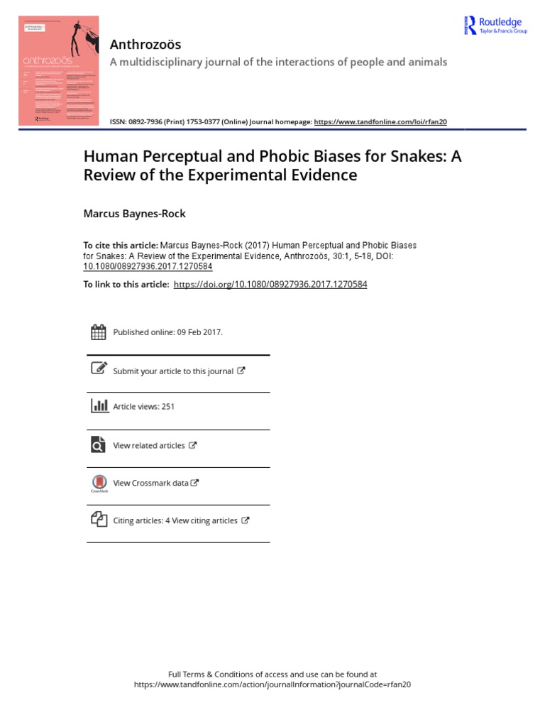 Human Perceptual and Phobic Biases For Snakes A Review of The ...
