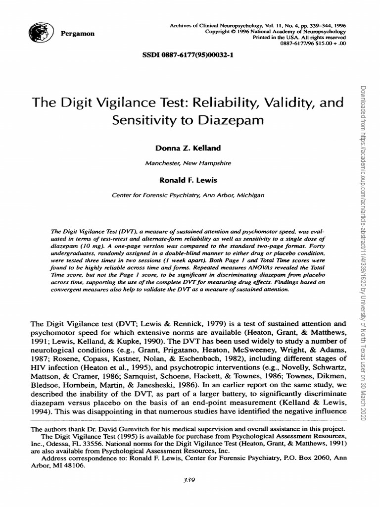 Digi T Vigilance Test | PDF | Mental Chronometry | Caffeine