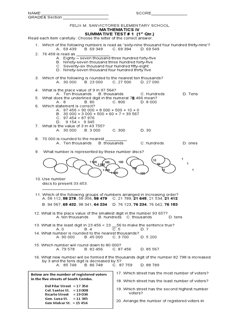 Grade 4 Maths Quiz with Answers | PDF | Triangle | Space