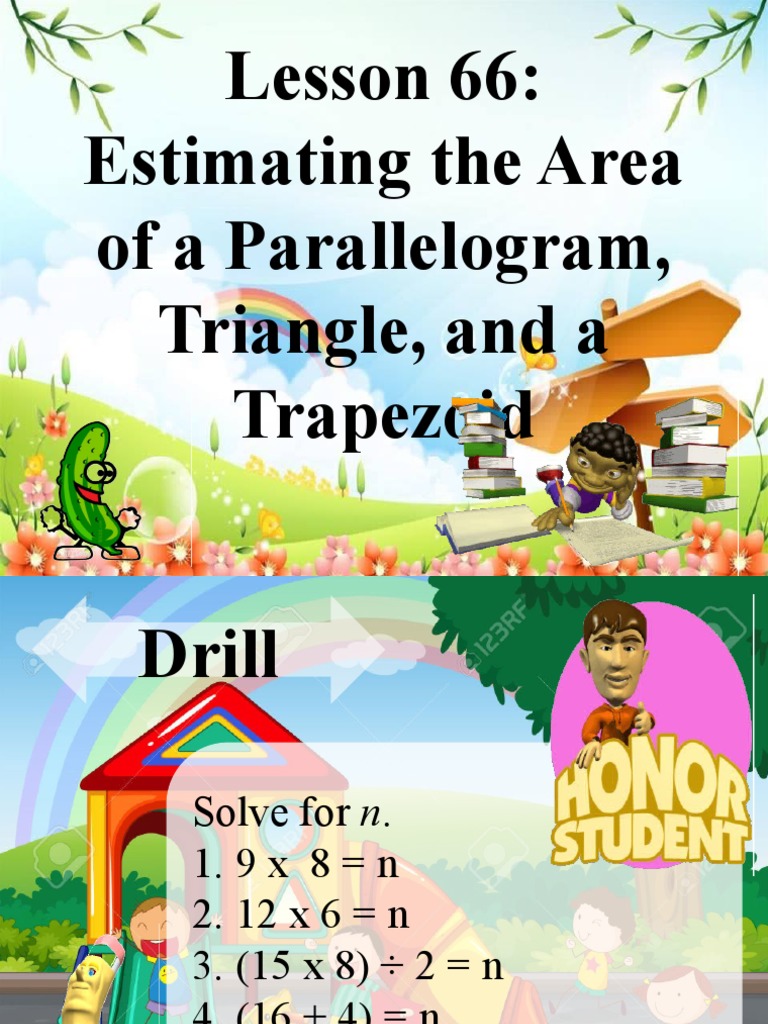 Lesson 66.estimating The Area of A Parallelogram, Triangle, and A ...