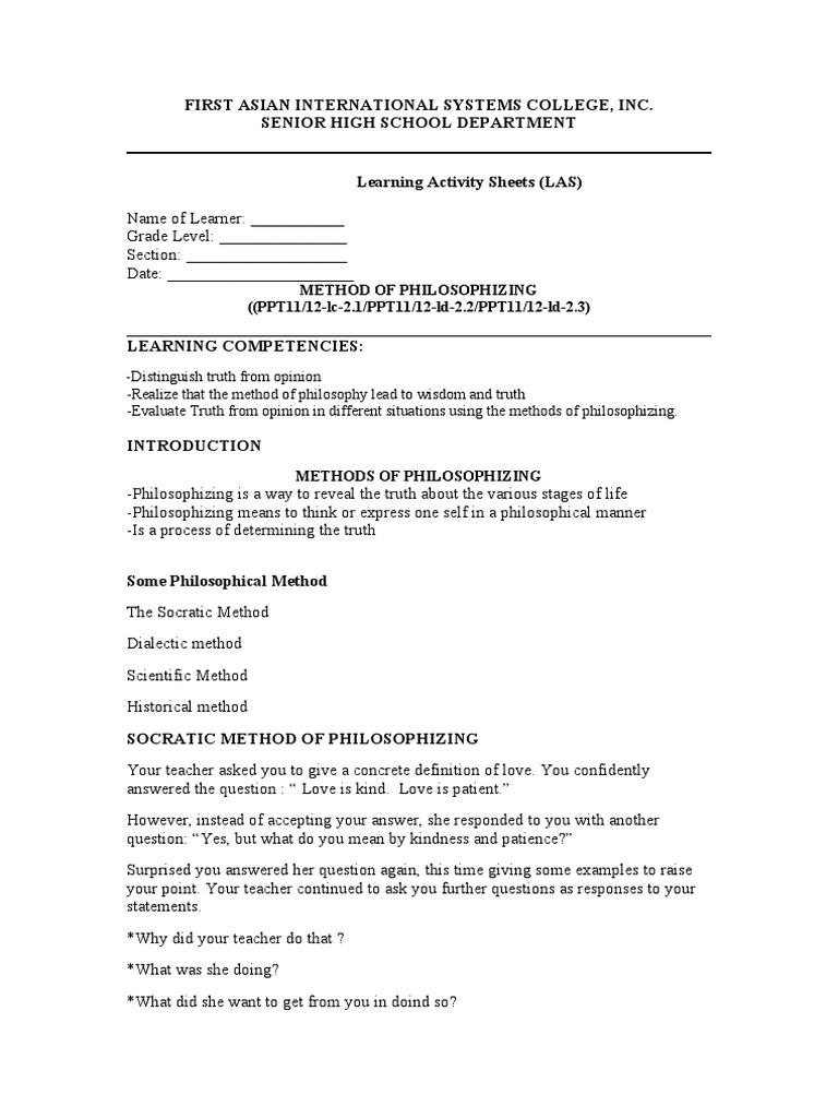 Lesson 2 Module Socratic and Dialectic Method | PDF | Dialectic | Argument