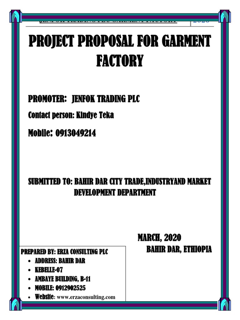 Jenfok Trading PLC Garment Factory Proposal | PDF | Clothing | Taxes