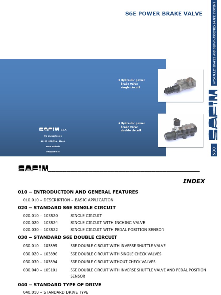 Safim Power Brake Valve PDF | PDF | Valve | Mechanical Engineering