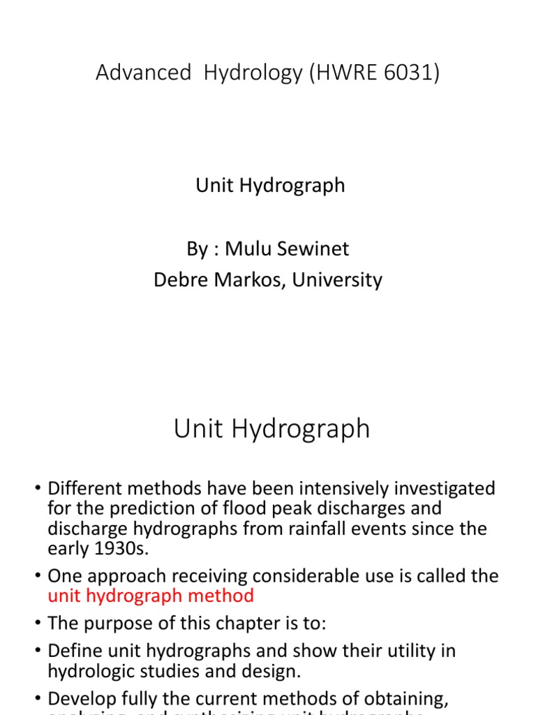 Derivation and Applications of Unit Hydrographs for Flood Prediction | PDF | Drainage Basin ...