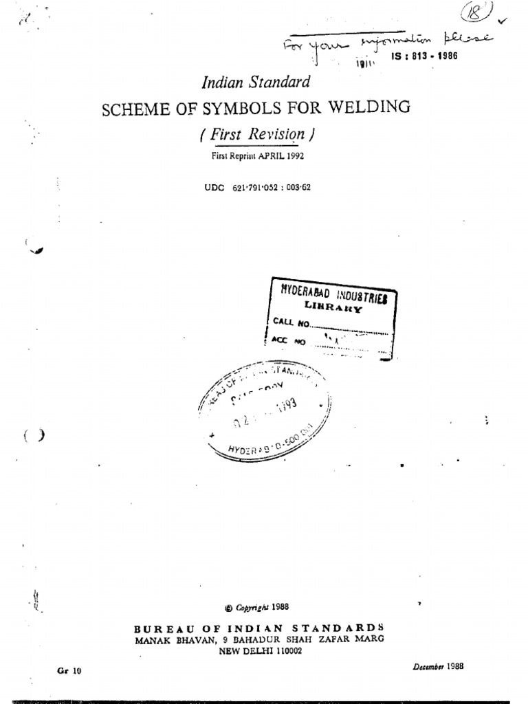 IS 813 - Symbols For Welding PDF | PDF