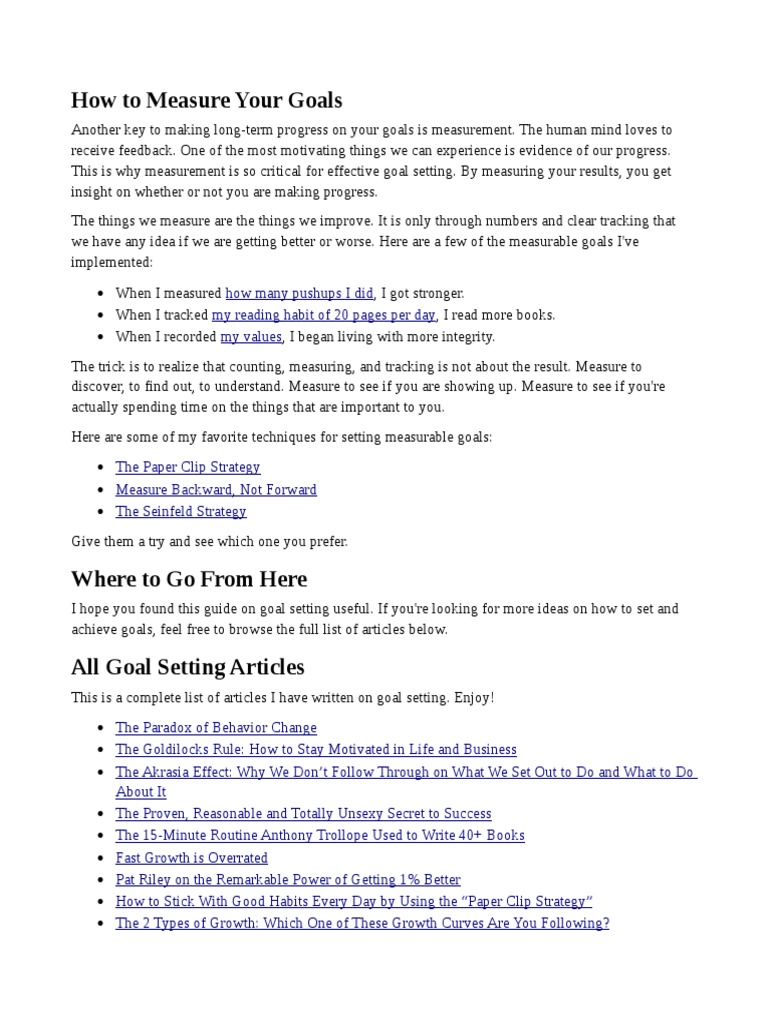 How To Measure Your Goals | PDF | Goal Setting | Goal