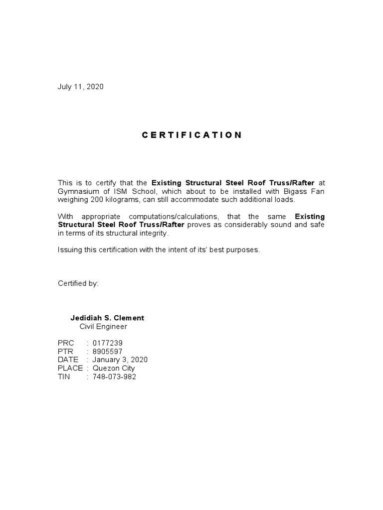 Structural Certification 2 | PDF