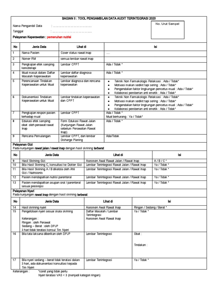 Contoh Instrumen Audit (Keperawatan) | PDF