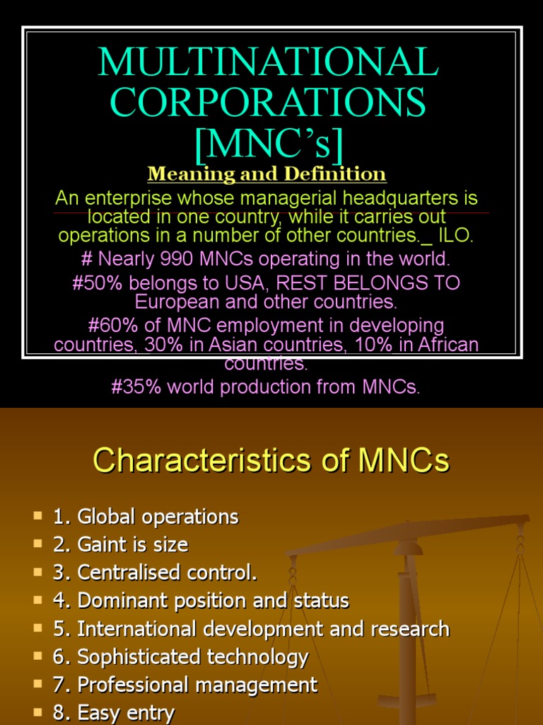 Multinational Corporations (MNC'S) : Meaning and Definition | PDF